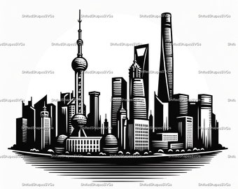 Shanghai, China Skyline Two-pack SVG File Instant Download - Etsy