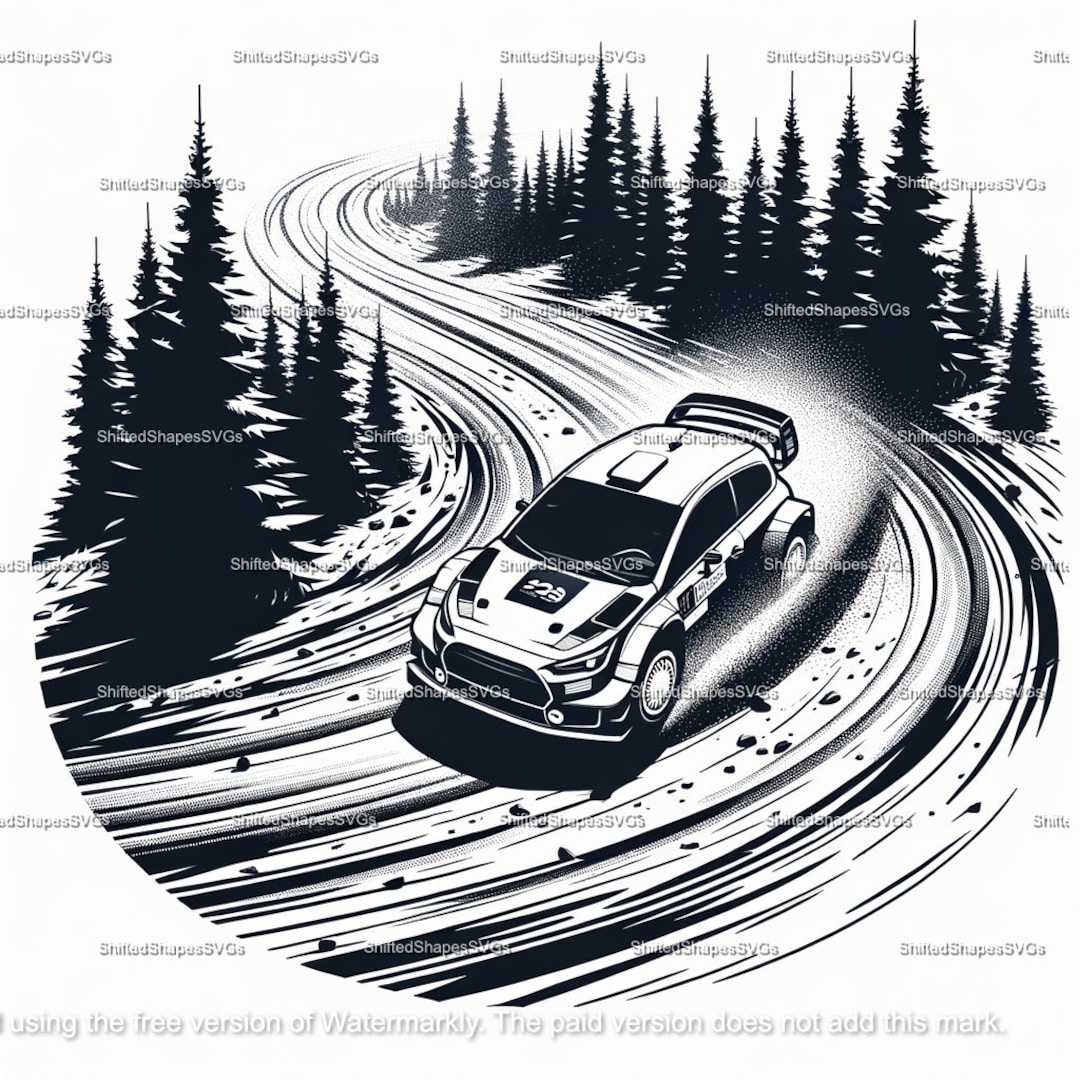 Rally Car Racing on a Dirt Road Through a Forest SVG Bundle - Etsy
