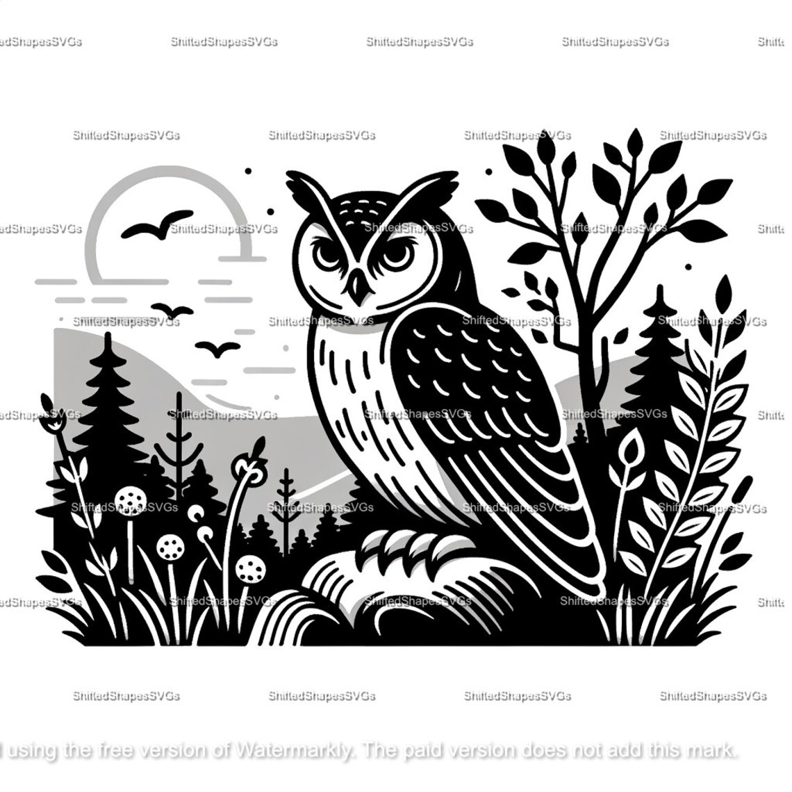 Owl Nature Scene SVG Bundle - Etsy