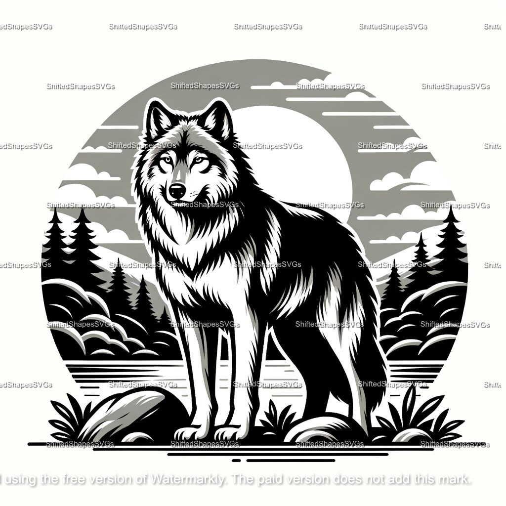 Wolf Nature Scene SVG Bundle - Etsy