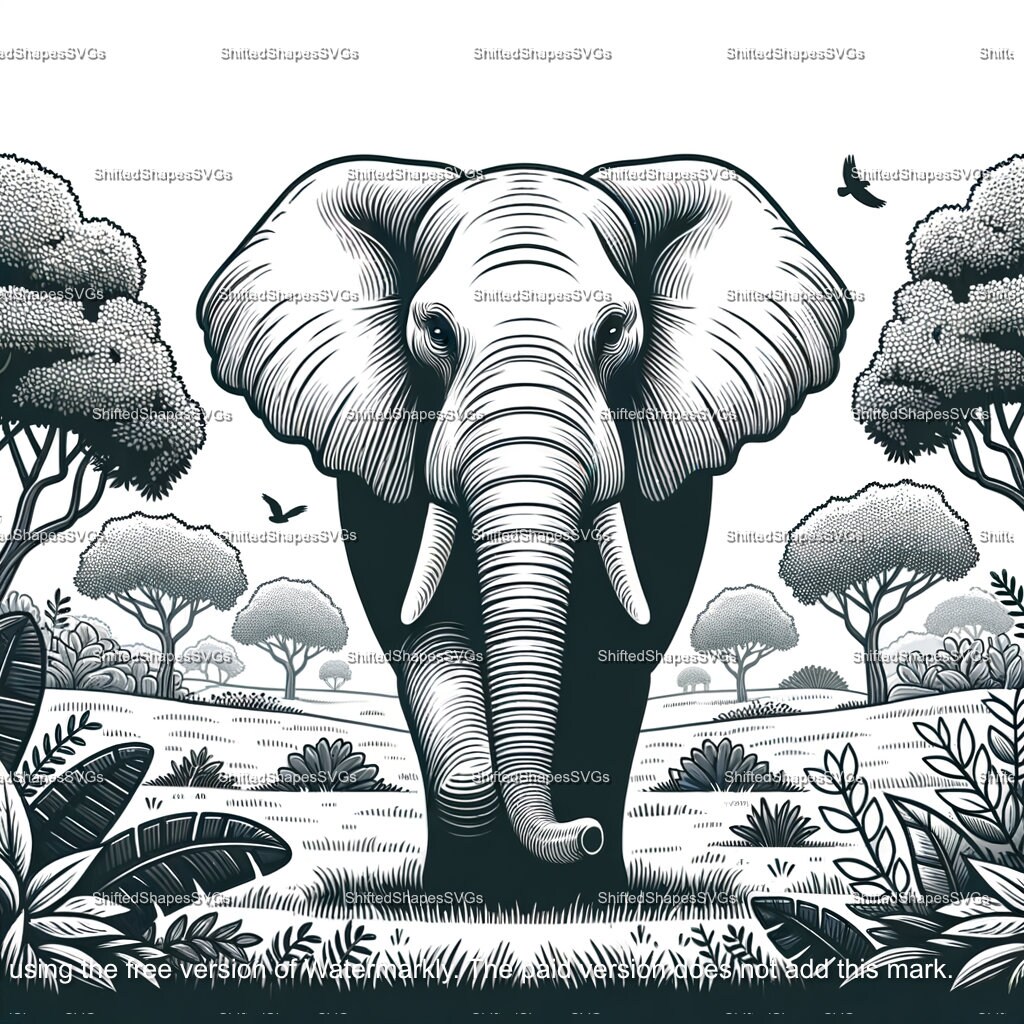 Elephant Nature Scene SVG Bundle - Etsy