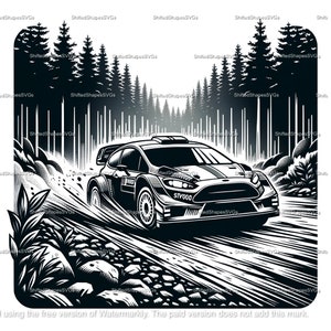 Rally Car Racing on a Dirt Road Through a Forest SVG Bundle - Etsy