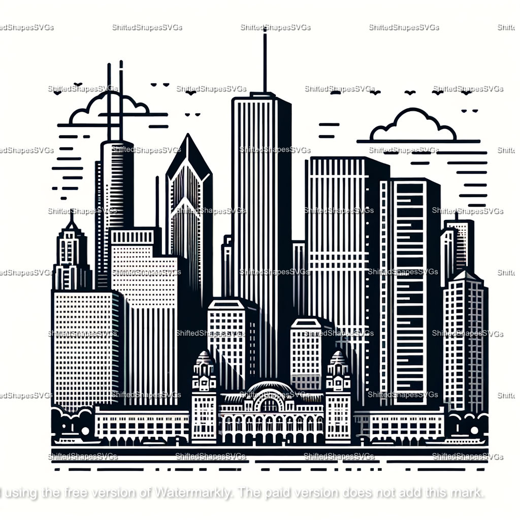 Chicago Skyline SVG Bundle - Etsy