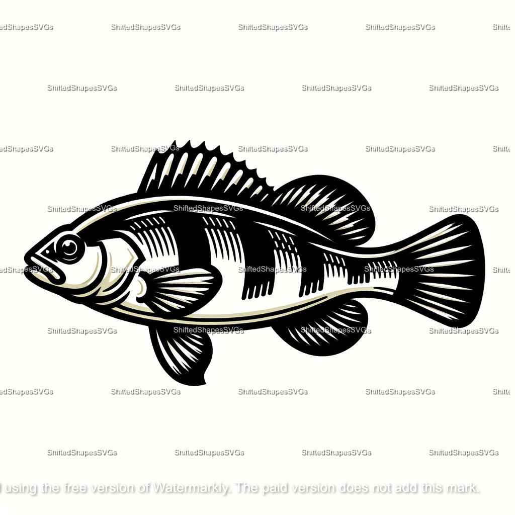 Perch Fish SVG Bundle - 5 Artistic Freshwater Designs for Crafting and ...