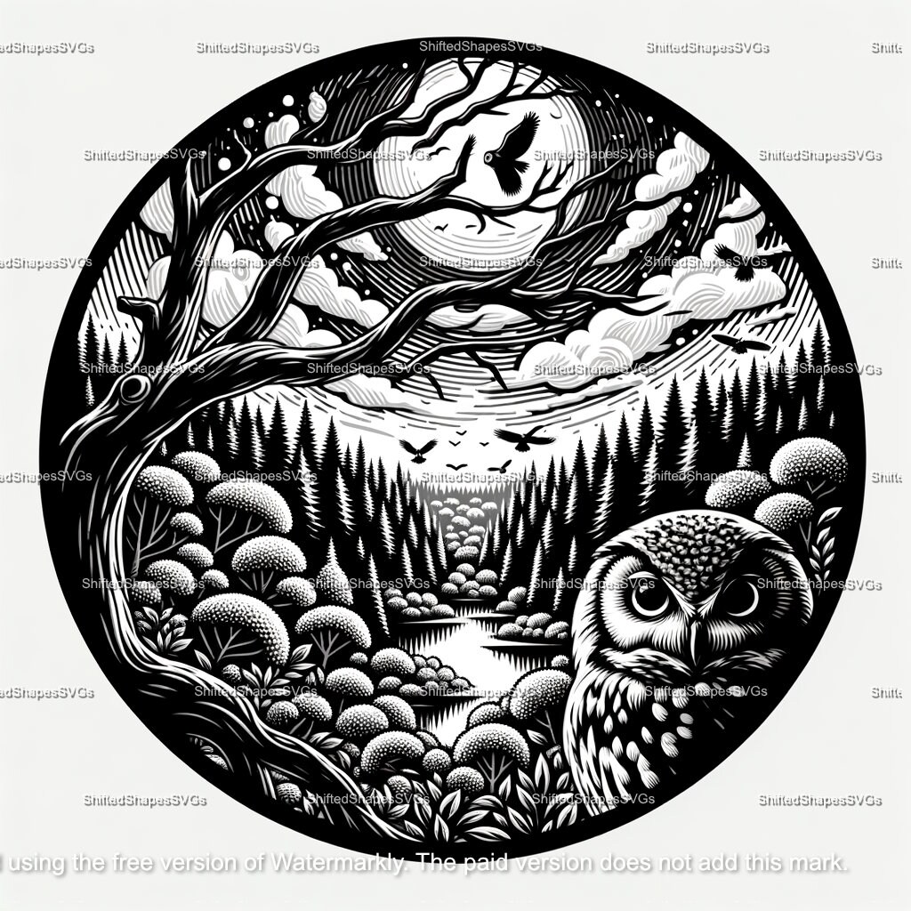 Owl Nature Scene SVG Bundle - Etsy