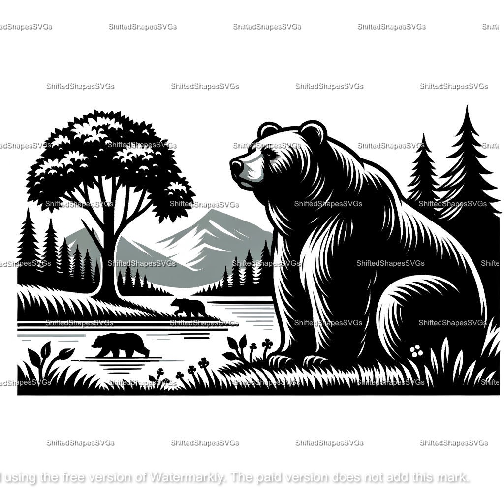 Bear Nature Scene SVG Bundle - Etsy
