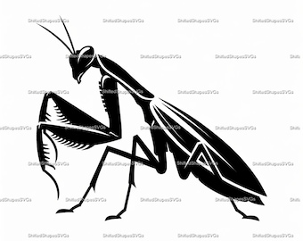 Praying Mantis Solid Black SVG File, Garden Bugs, Garden Insect, Insect ...