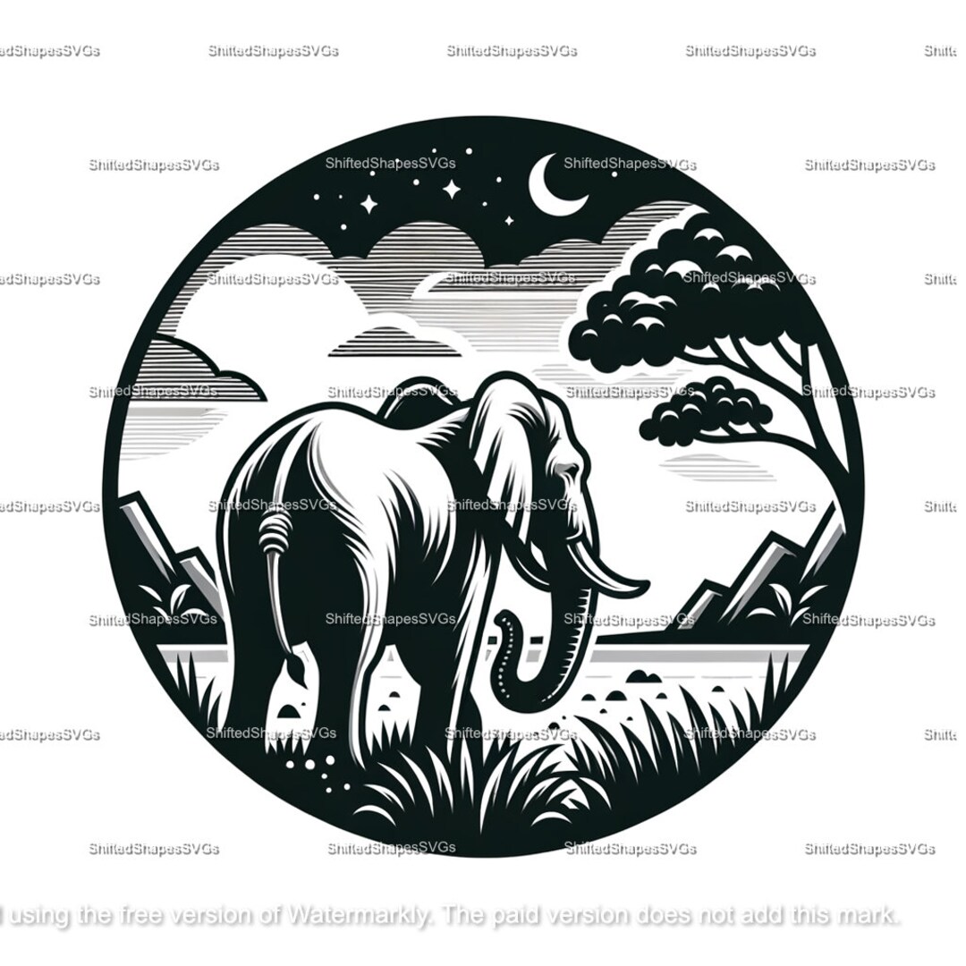 Elephant Nature Scene SVG Bundle - Etsy