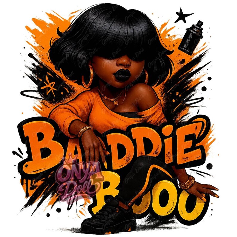 Baddie Boo Halloween PNG: Black Girl Graffiti Clipart (digital Download ...