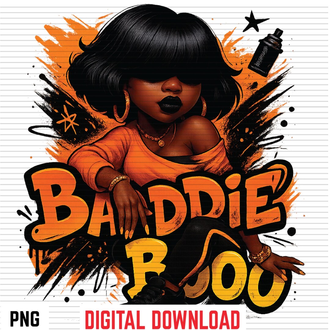 Baddie Boo Halloween PNG: Black Girl Graffiti Clipart (digital Download ...