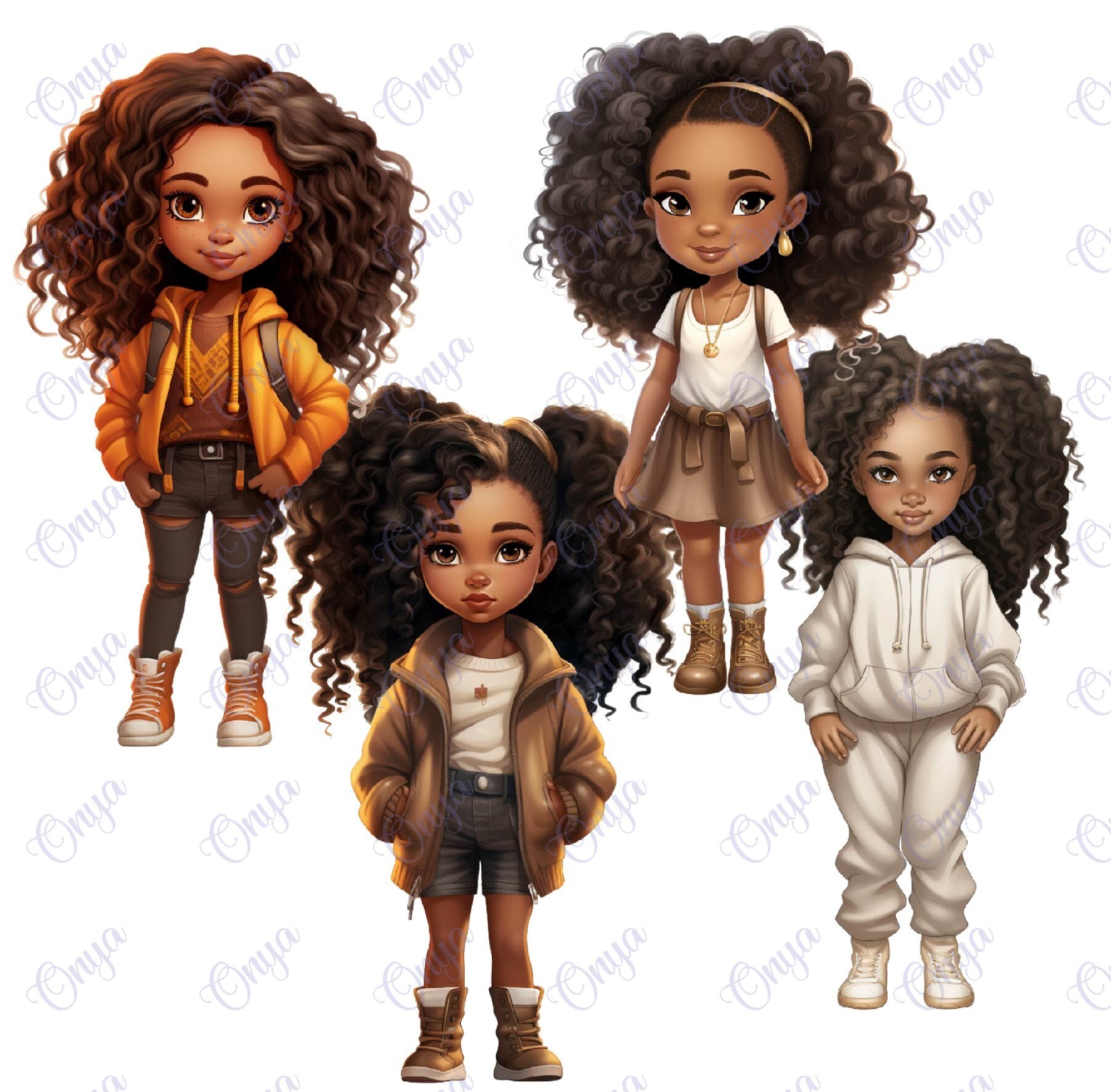 ONYA, Black Girl, Digital Doll, Melanin Woman, Princess, Clipart , Baby ...