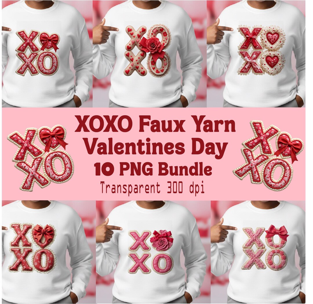 Valentine PNG | XOXO Design Bundle | Faux Embroidery Sublimation - Etsy
