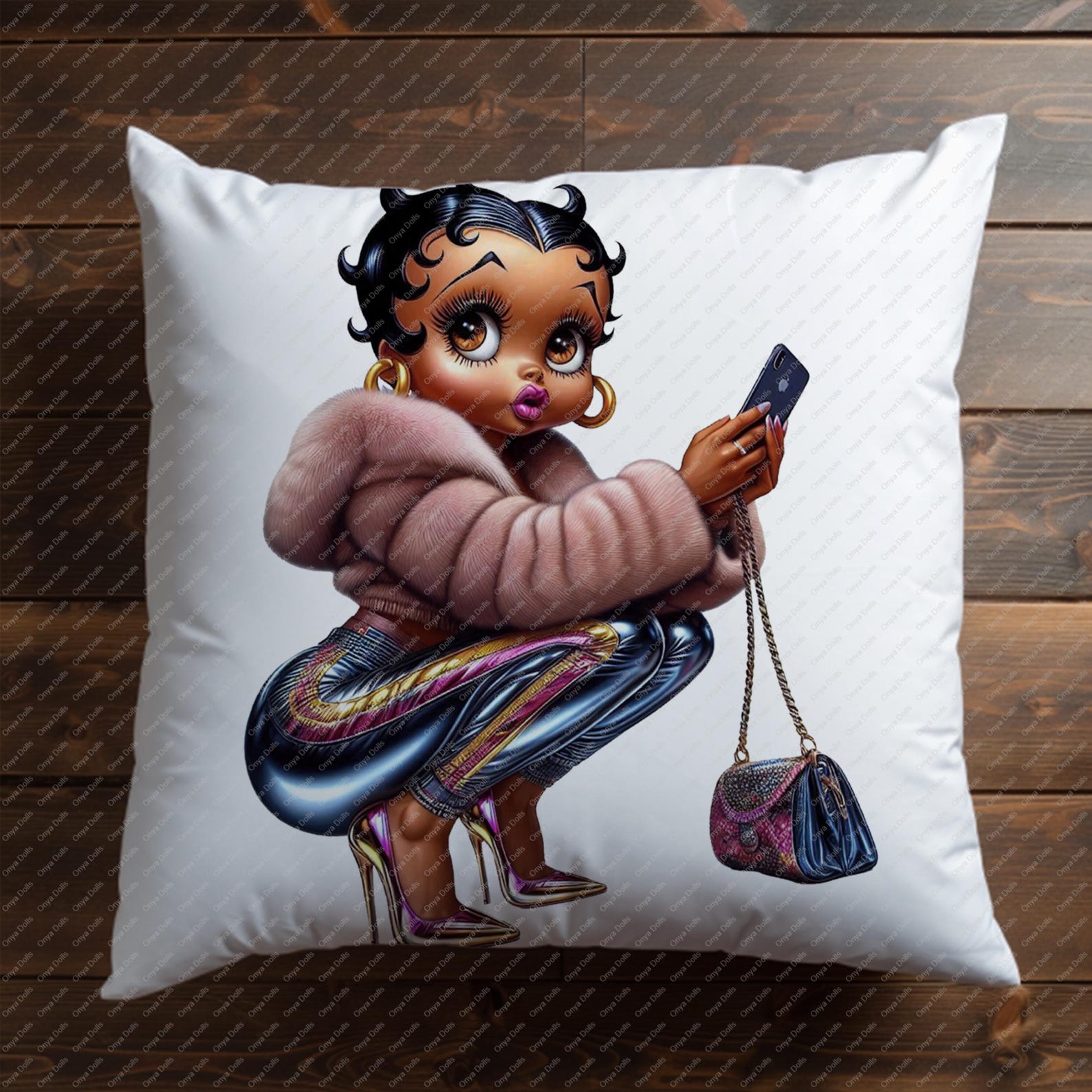 Baddie Boop PNG | Glam Melanin Girl Clipart | Pink Fur & Heels ...