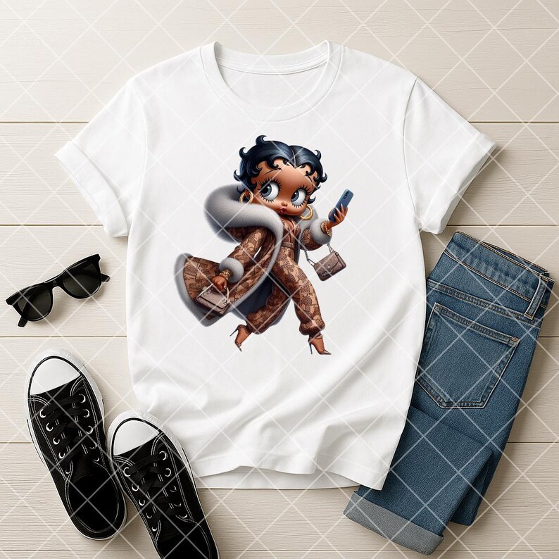 Baddie Boo PNG, Classy Woman in Fur Coat, Sublimation Art (digital ...