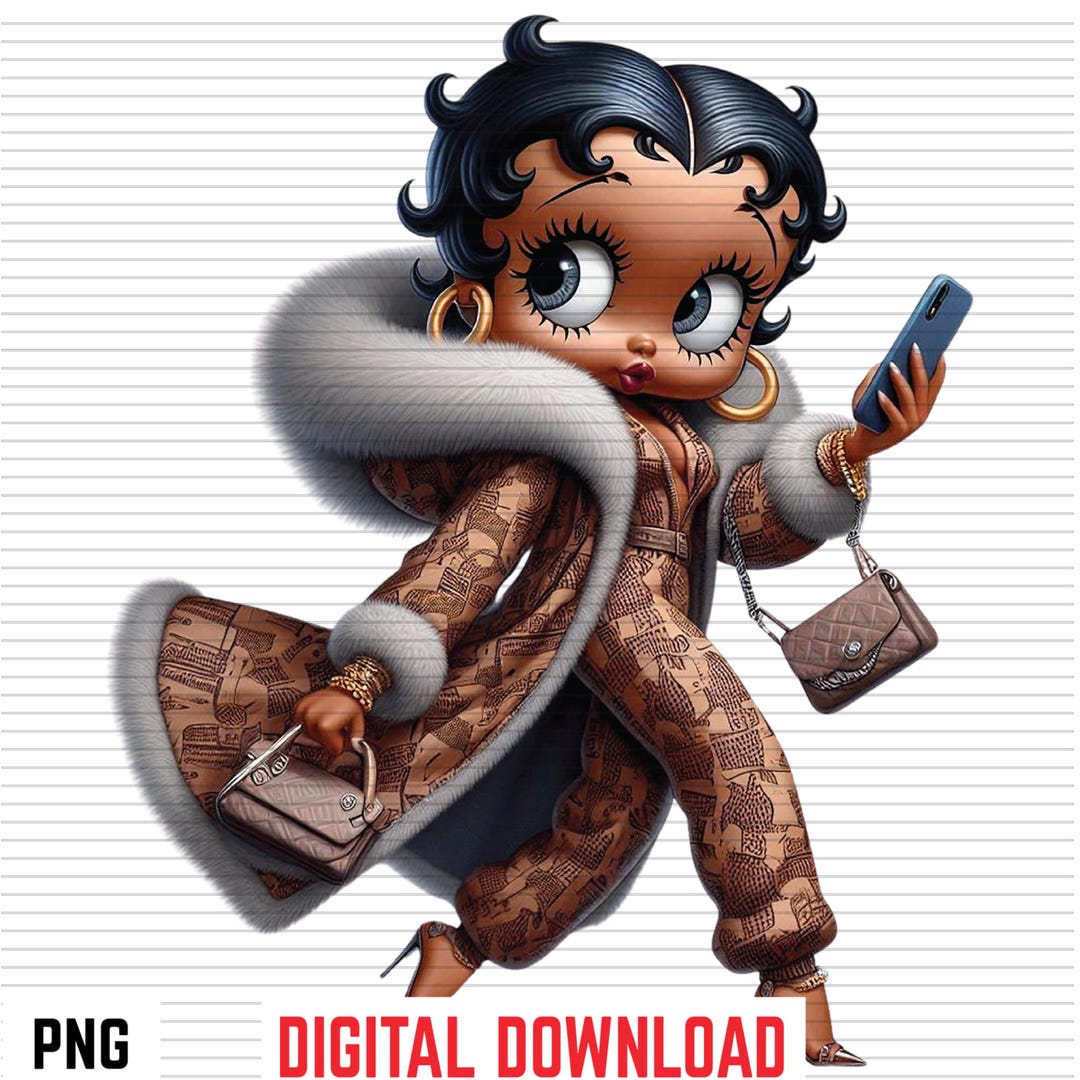 Baddie Boo PNG, Classy Woman in Fur Coat, Sublimation Art (digital ...