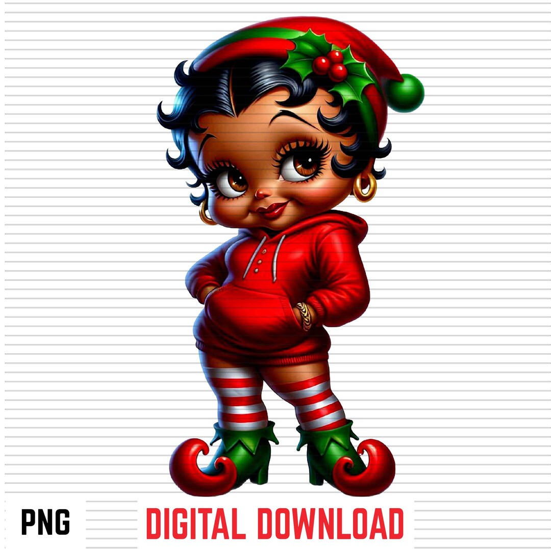 Holiday Elf Girl Clipart | Black Art | Christmas PNG - Etsy