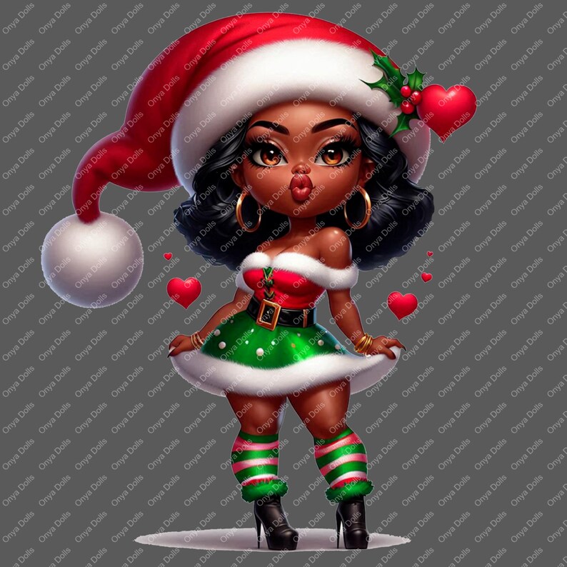 Melanin Christmas Elf PNG: Baddie Boop, Tumbler Wrap, Sublimation - Etsy