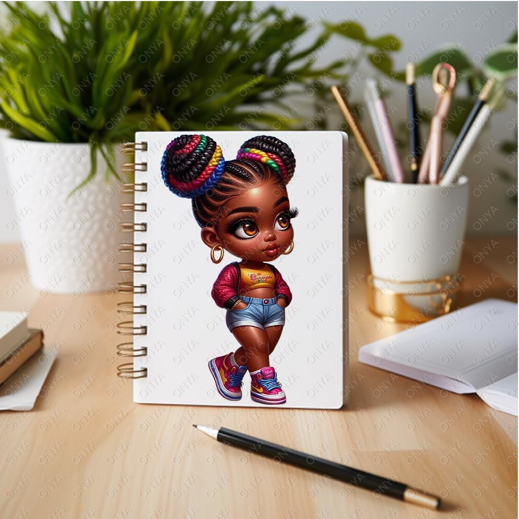 Onya Girl PNG | Melanin Princess Clipart | Braided Hair Black Girl Art ...