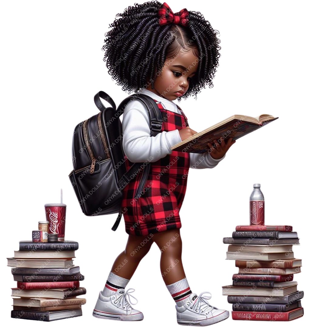 ONYA Reads PNG – Melanin Baby Girl With Books Clipart for Back to ...