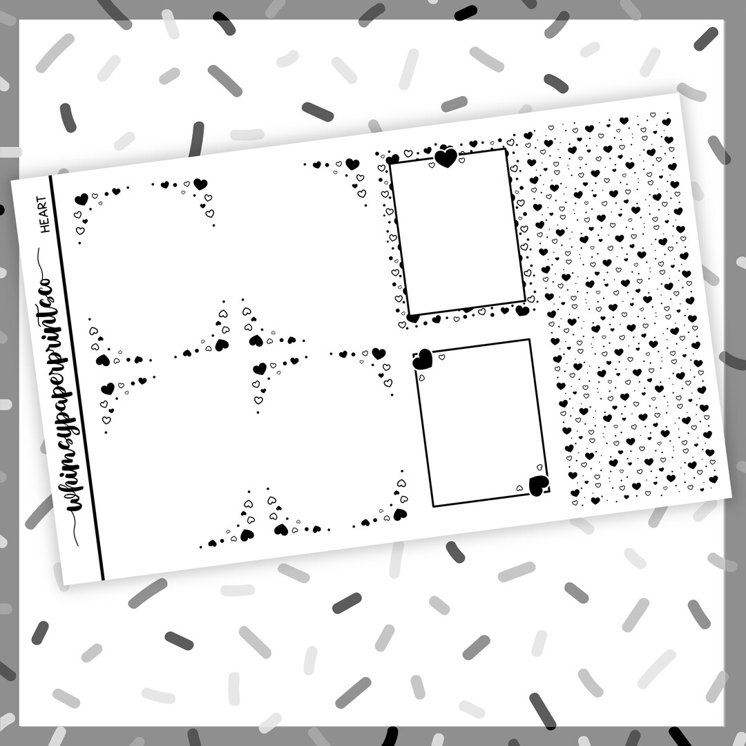 Heart // Printable Foil Sticker Kit // A5 Wide Vertical Stickers ...