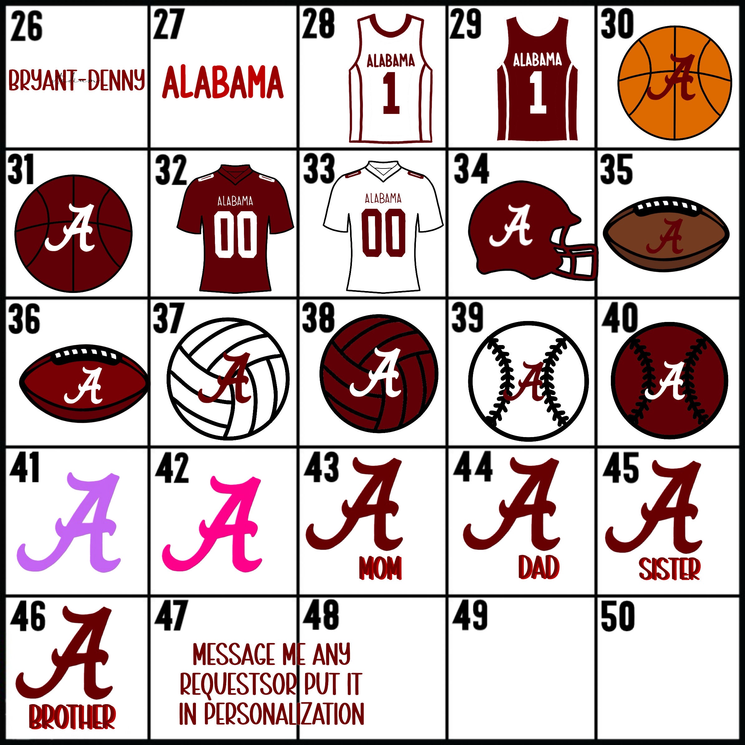 University of Alabama Stickers 40 Stickers - Etsy