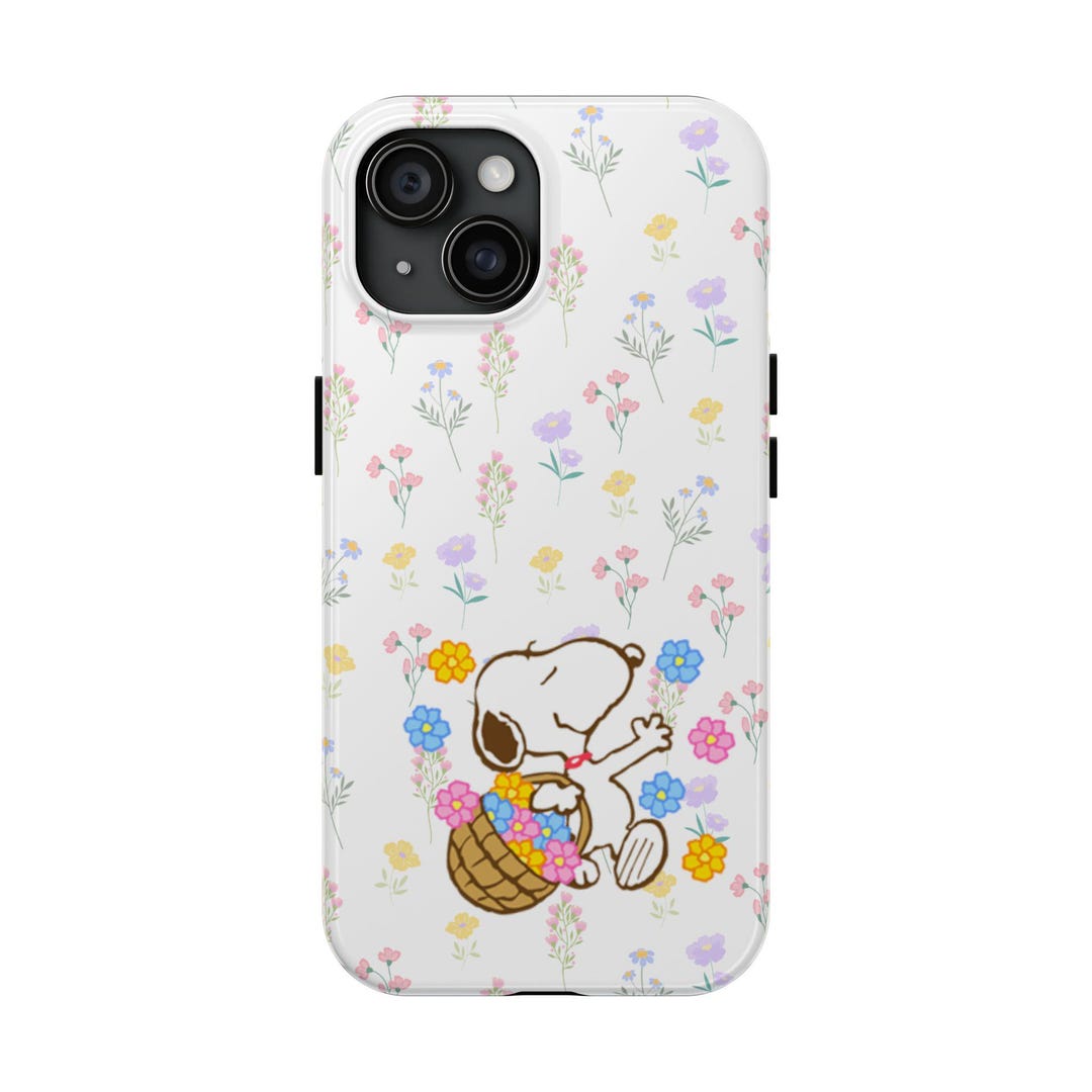 Floral Snoopy Tough Phone Case, Cute Floral Design, Durable Phone Cover ...