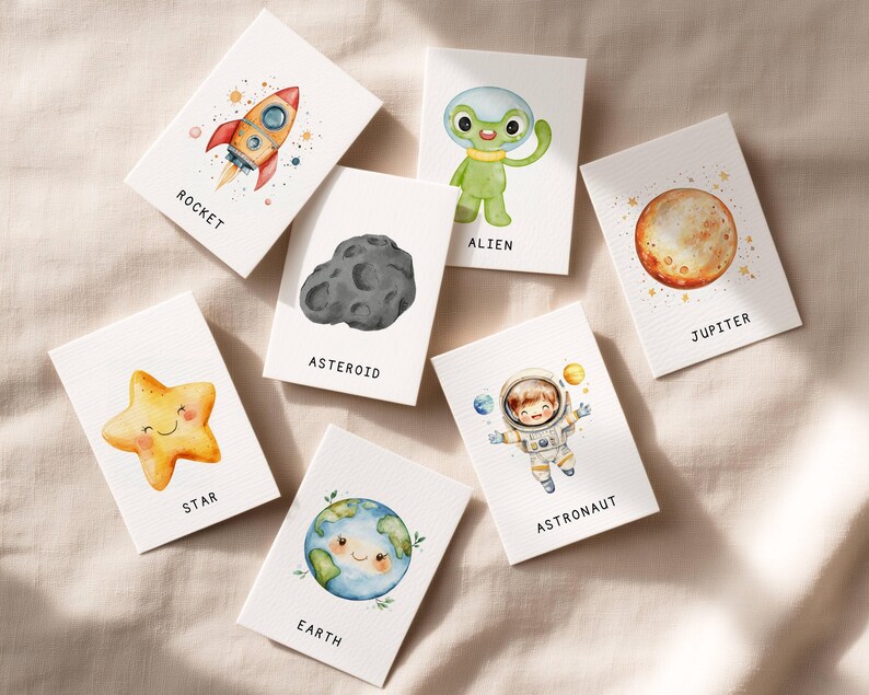 24 Space Words Flashcards | Montessori Solar System Printable | First ...
