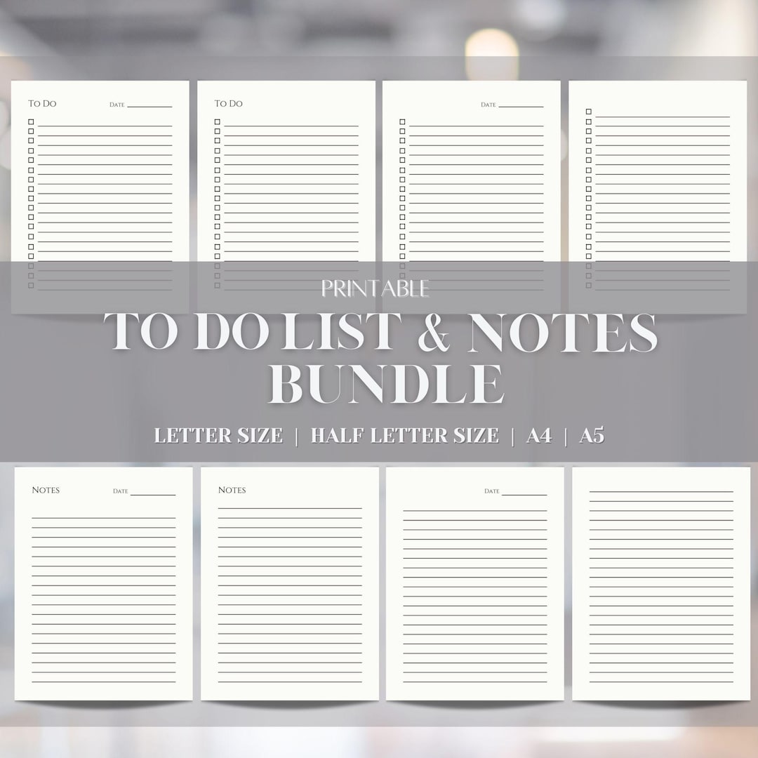 Minimalistic to Do List and Notes Bundle | Printable Notes Page ...