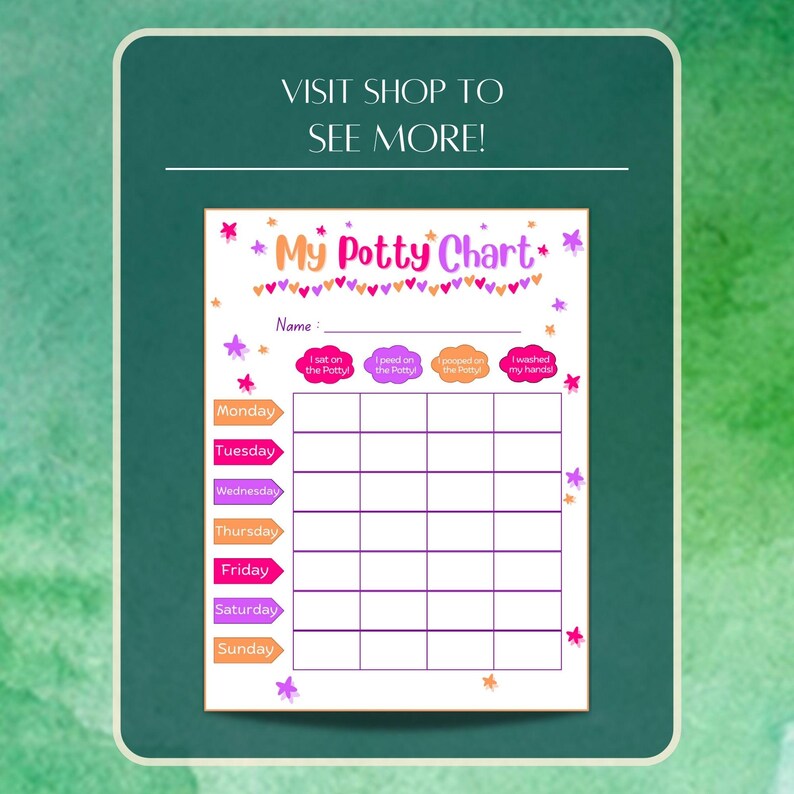 Potty Training Chart | Sticker Reward Sheet | Toddler Potty Training ...