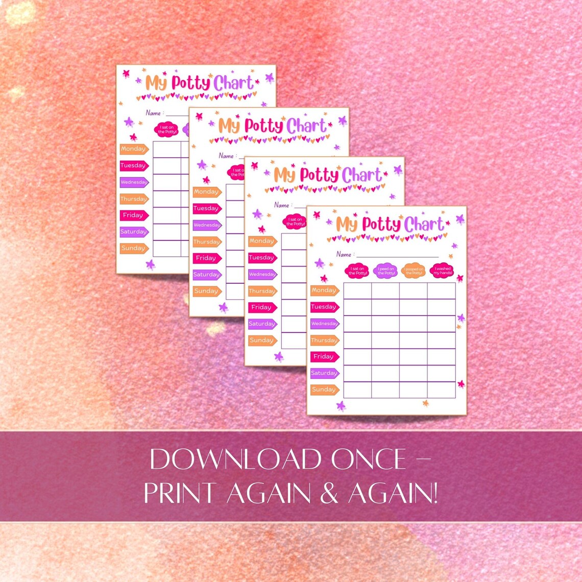 Potty Training Chart | Sticker Reward Sheet | Toddler Potty Training ...