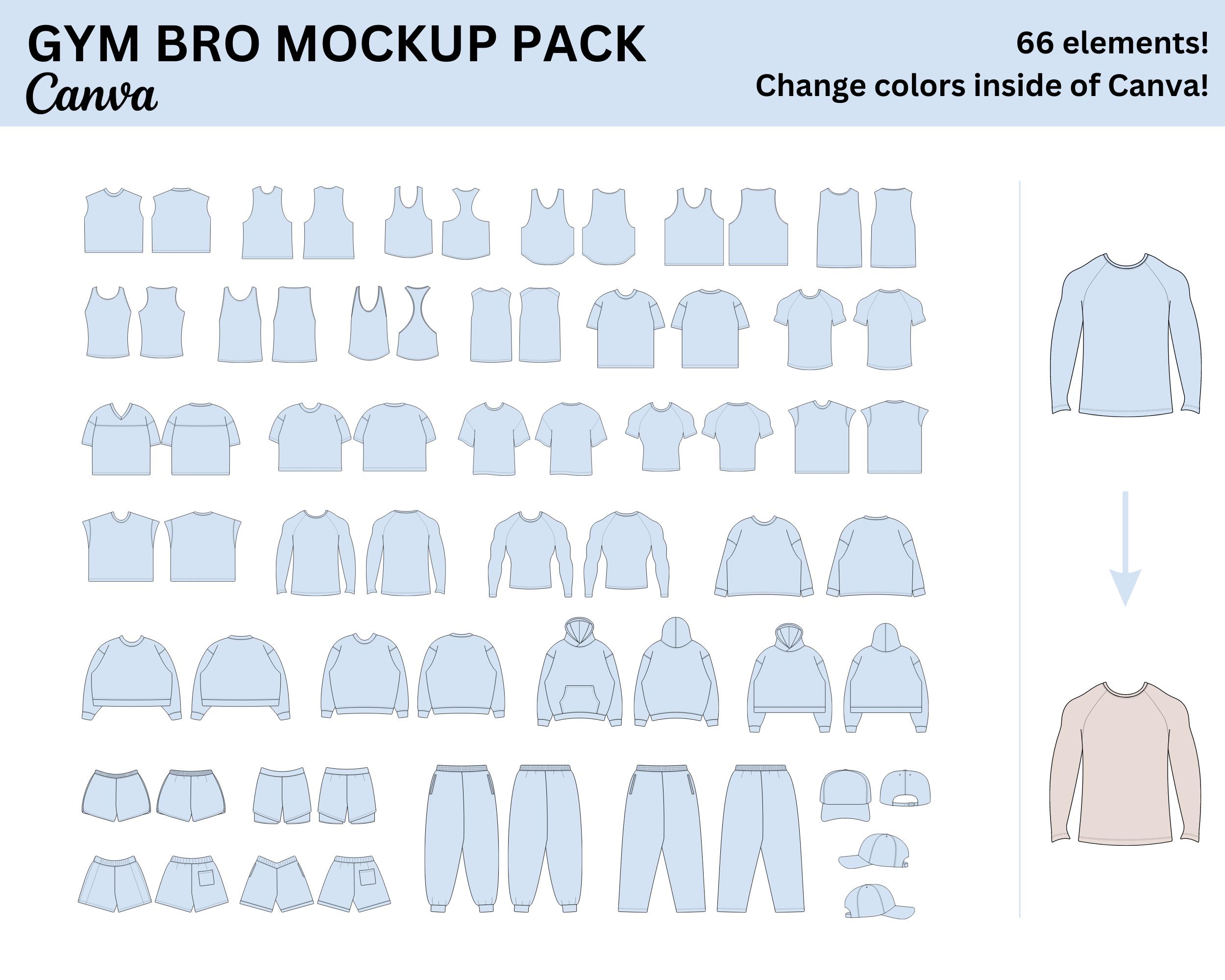 Gym Bro Canva Mockup Pack | Men's Clothing Mockup Pack for Canva - Etsy