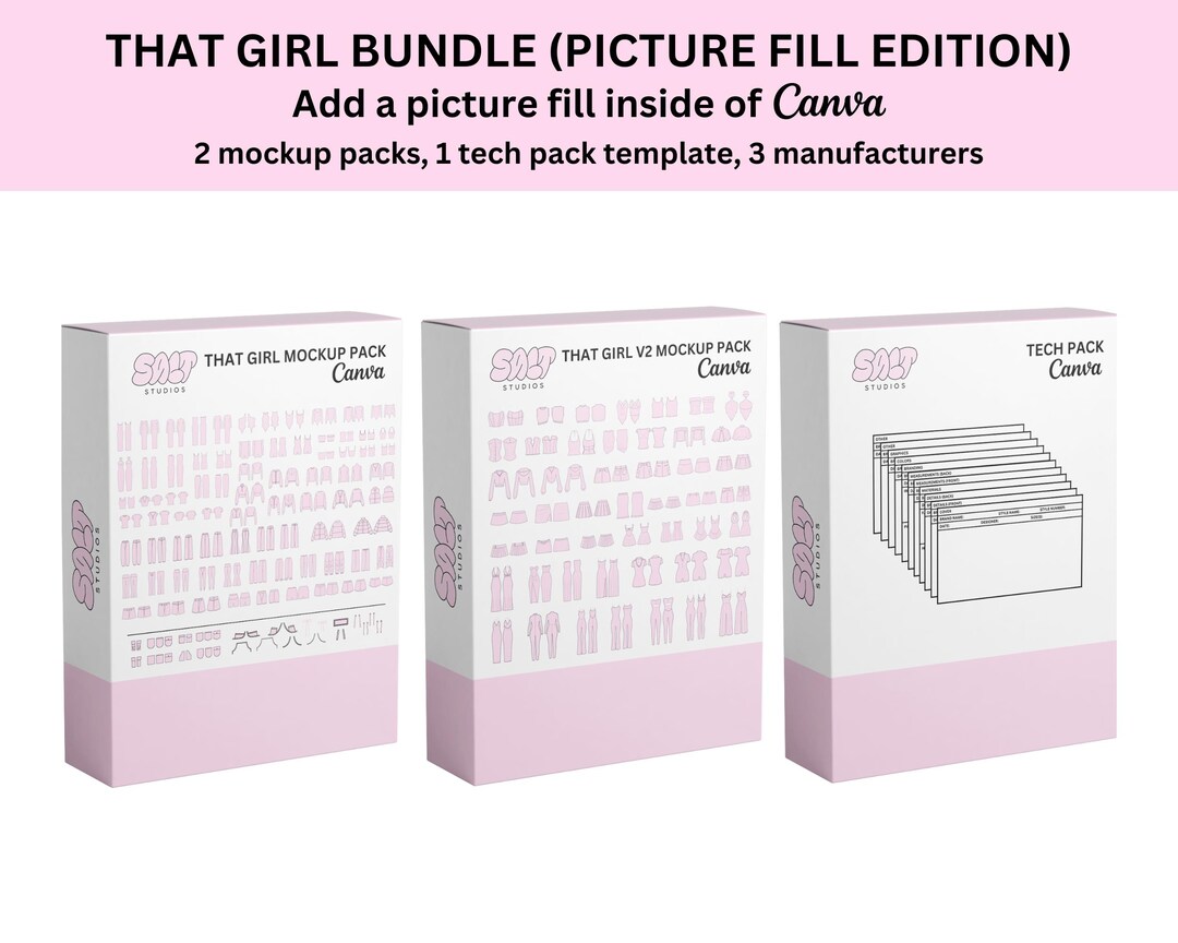 That Girl Bundle (picture Fill Edition) | 2 Canva Mockup Packs, 1 Tech ...