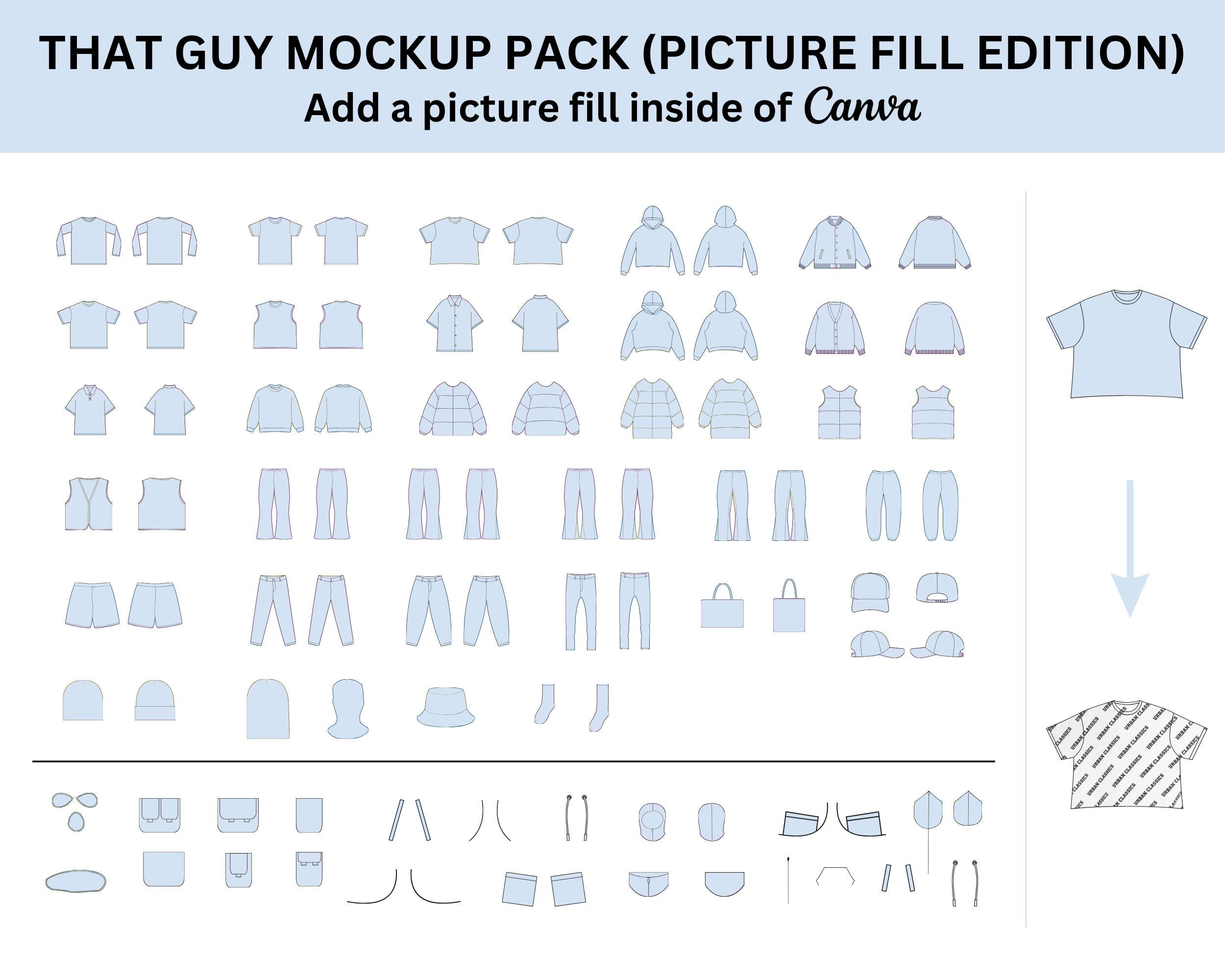 That Guy Canva Mockup Pack (picture Fill Edition) | Unisex Clothing ...
