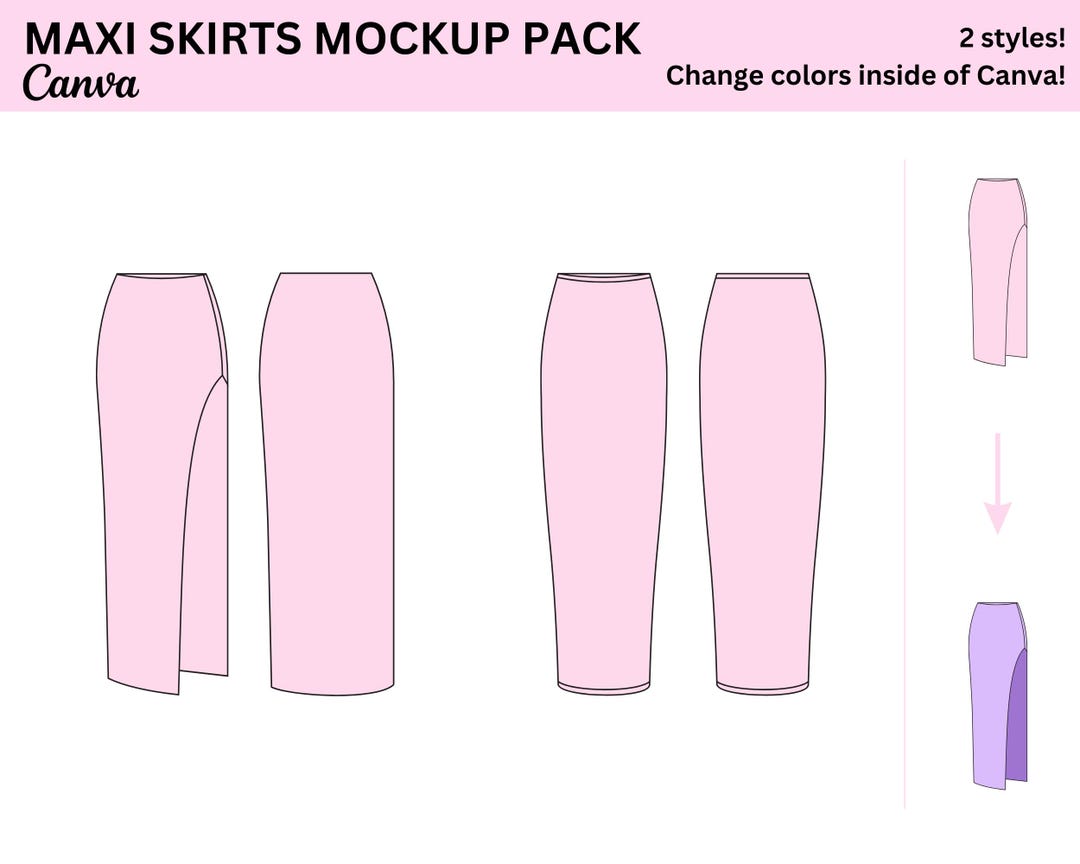 Maxi Skirts Canva Mockup Pack | Women's Clothing Mockup Pack for Canva - Etsy