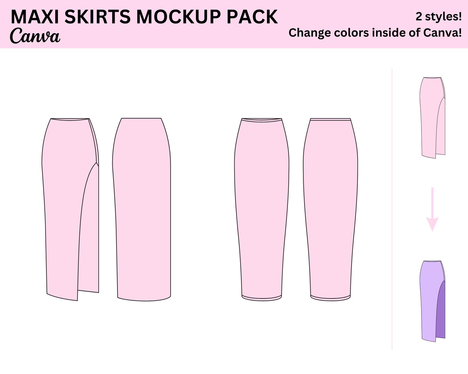 Maxi Skirts Canva Mockup Pack | Women's Clothing Mockup Pack for Canva - Etsy