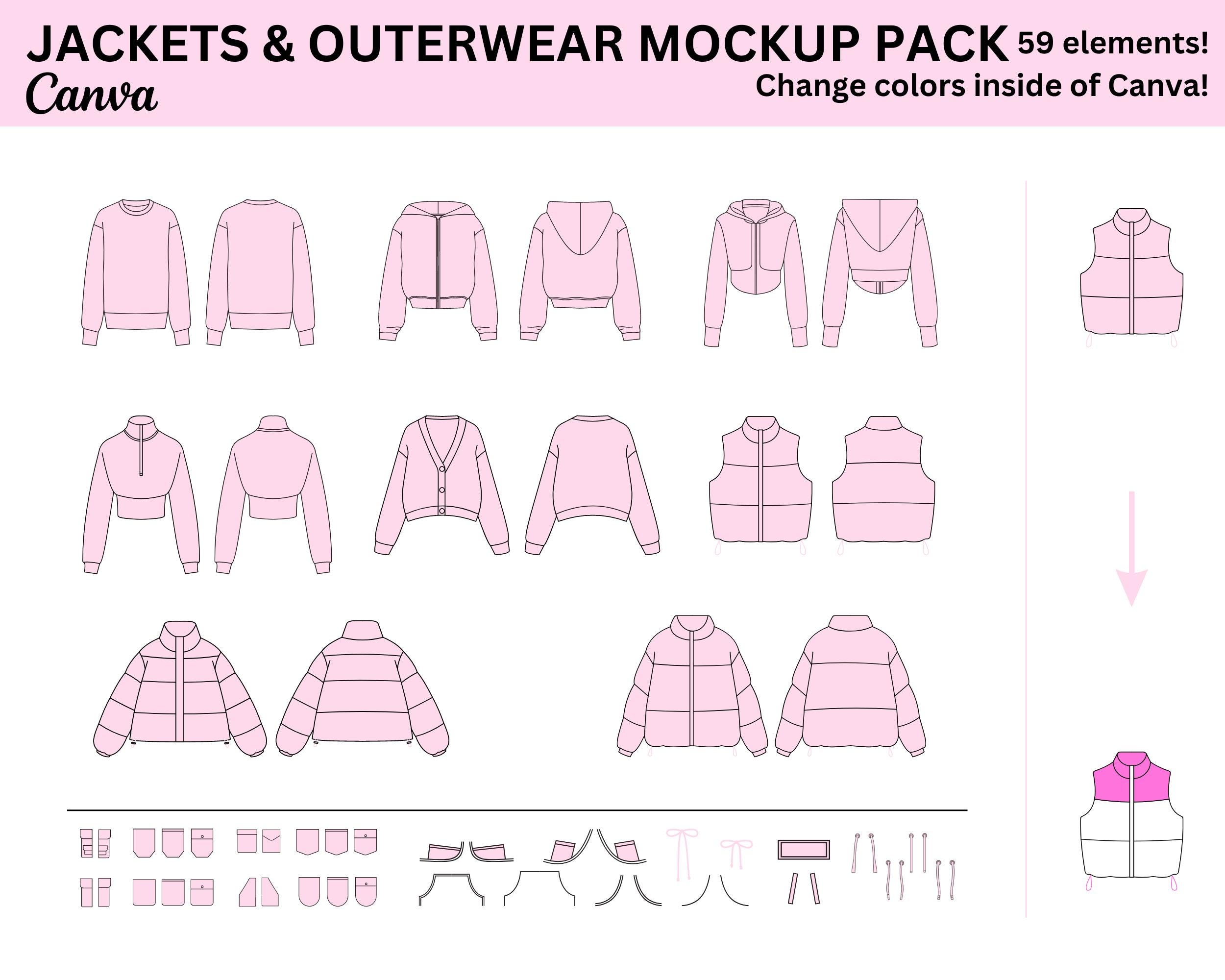 Jackets & Outerwear Canva Mockup Pack | Women's Clothing Mockup Pack ...