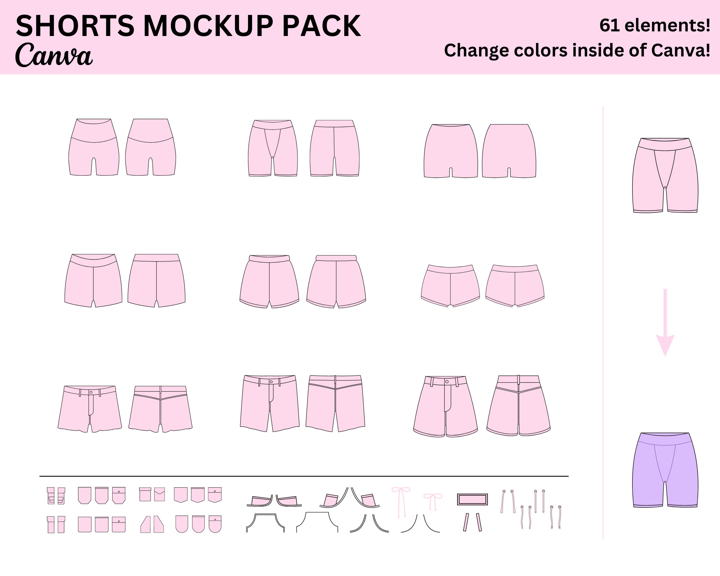 Shorts Canva Mockup Pack Women's Clothing Mockup Pack for Canva - Etsy