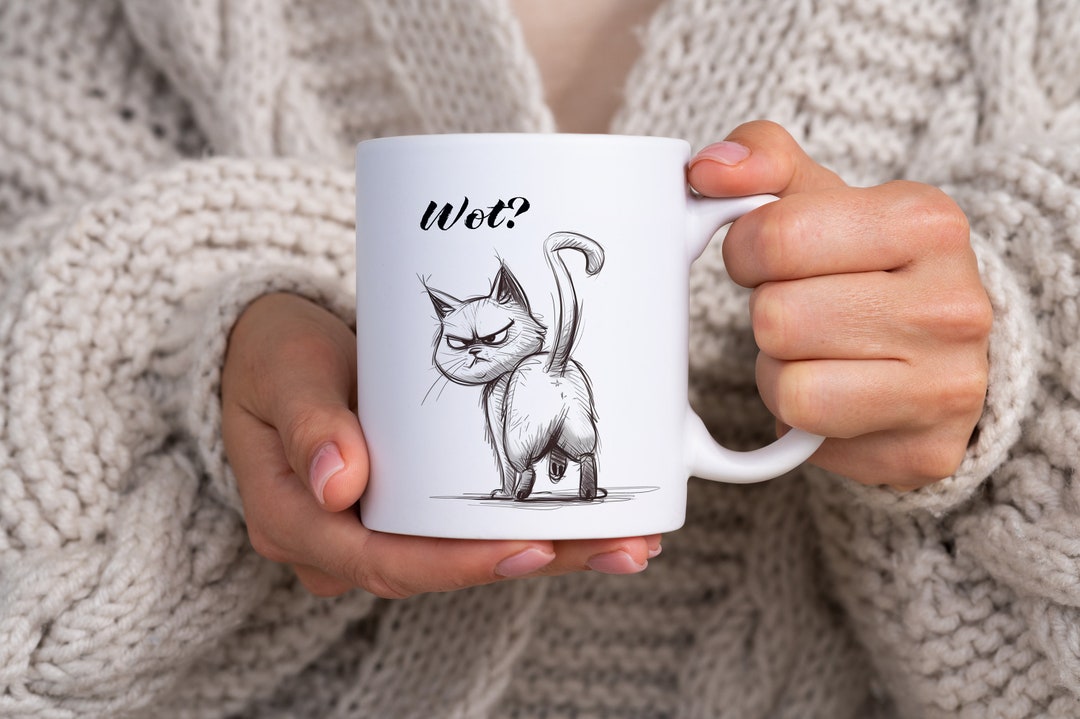 Funny Cartoon Cat Ceramic Coffee Cup, 33 Cl 11oz, Animal Coffee Mug ...