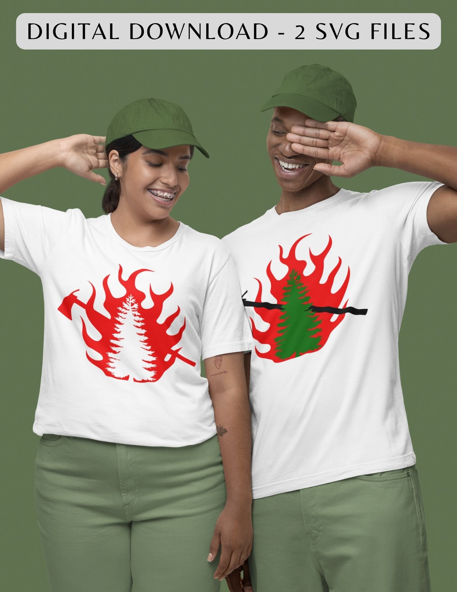 SVG Digital Download - Wildland Firefighter Logo (2 Versions - Colour ...