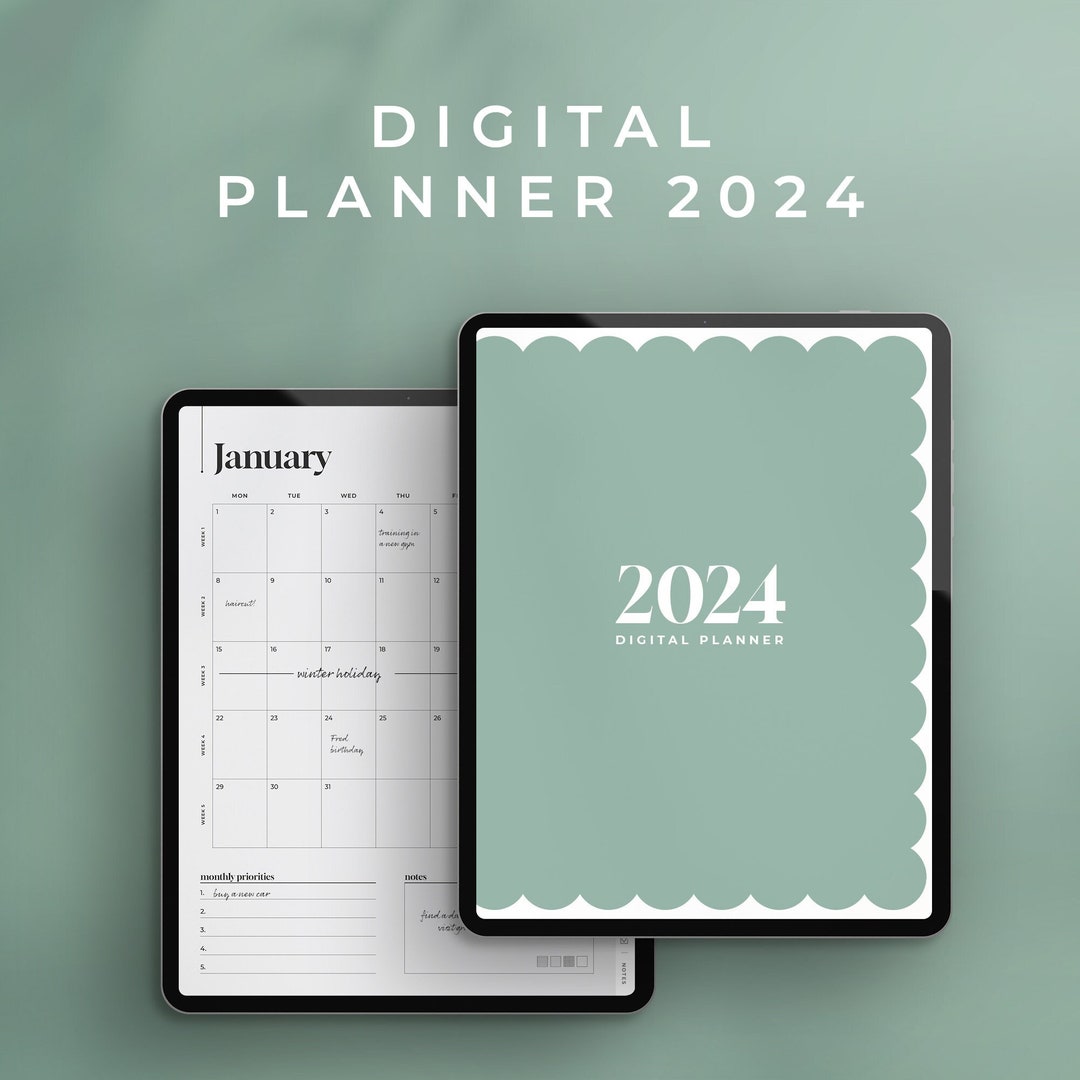Minimal, Minty, Digital Planner 2024, Planner Daily Weekly Monthly ...