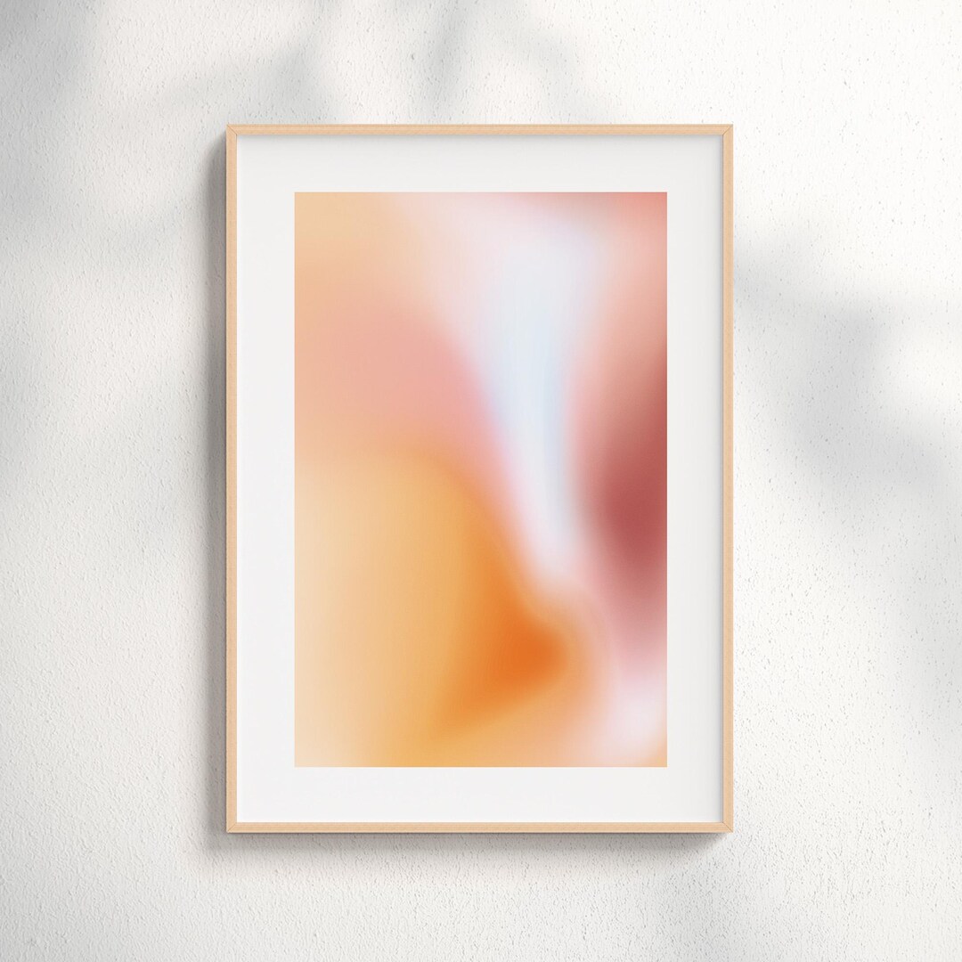 Soft Gradient Abstract Poster, Peach and Pink Printable Wall Art ...