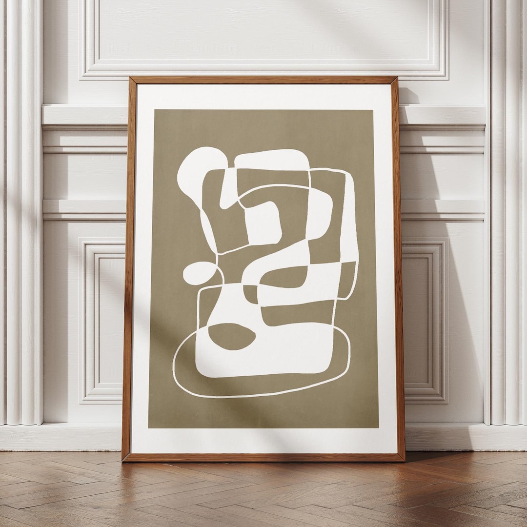 Modern Abstract Line Art, Neutral Geometric Wall Print, Minimalist ...