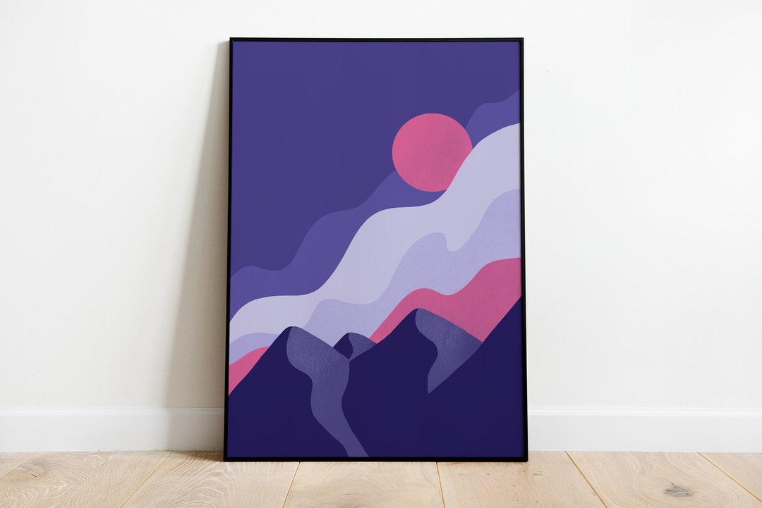 Poster Mountain Poster A3 A4 Illustration, Art Print, Illustration ...