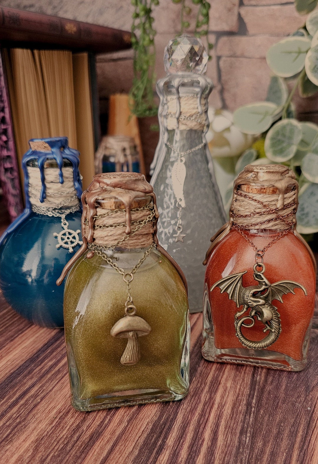 Elemental Potions Set of 4 Water/fire/earth/air Color Changing Medieval ...