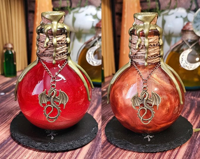 Round LED Potion Bottle With Leather Holder - Etsy