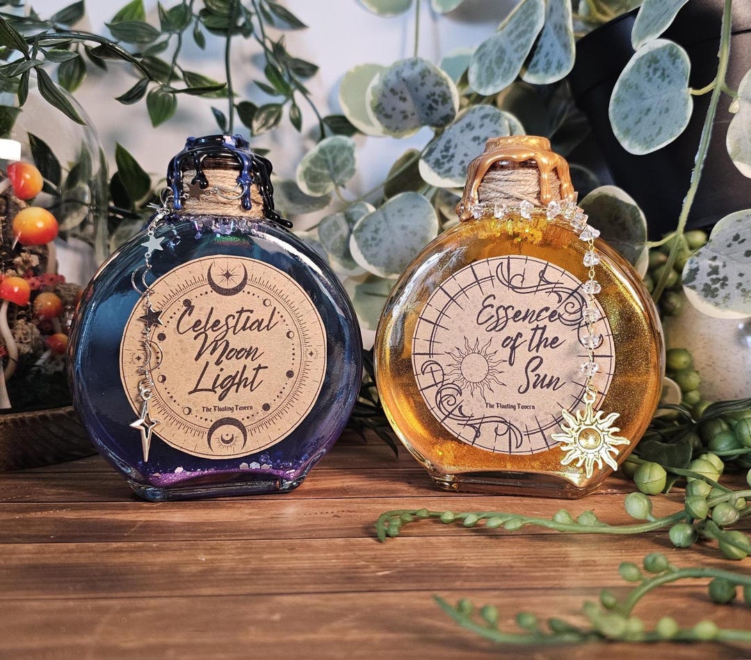 Day & Night Magic Potion Set | Sun and Moon | Apothecary Bottles ...