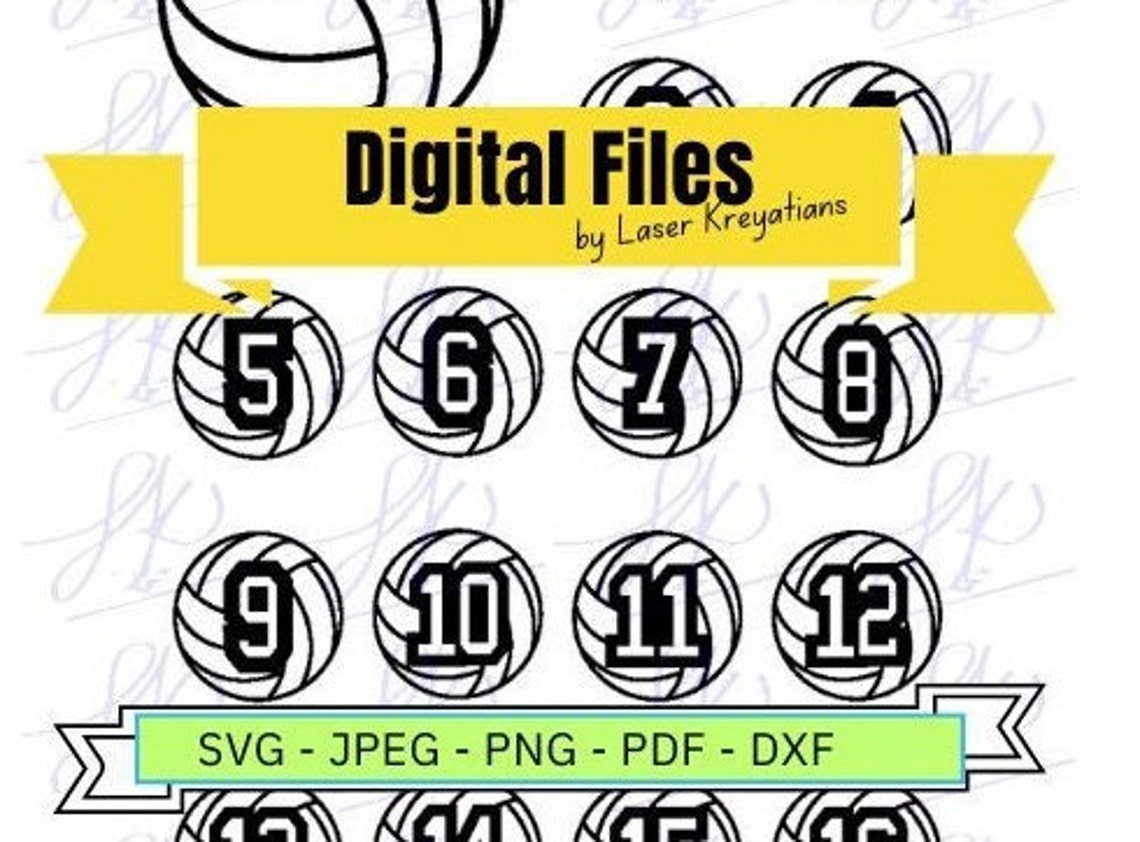 Volleyball With Athlete Jersey Number Digital File for Download, 5 ...