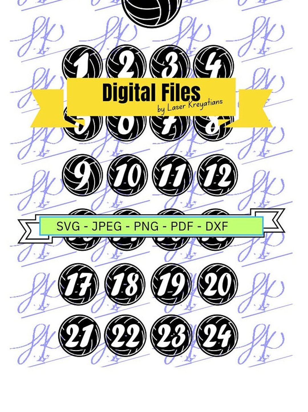 Volleyball Athlete Numbers in Black and White From 1 to 40 Files for ...