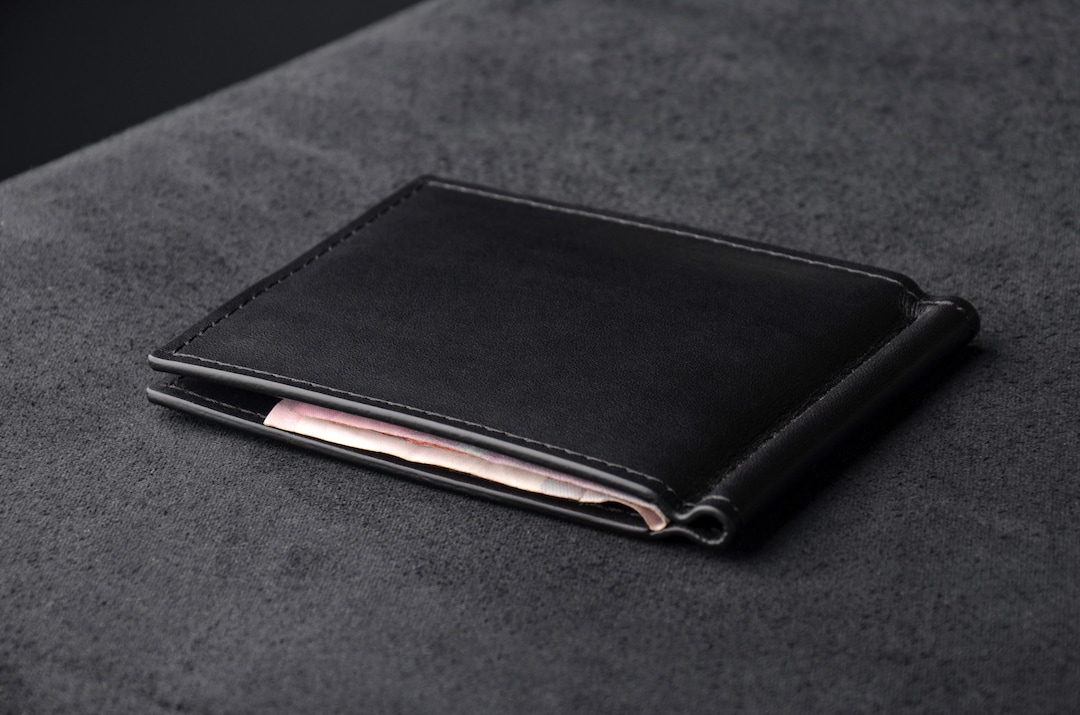Black Slim Money Clip Wallet for Men - Billfold Wallet With Money Clip ...