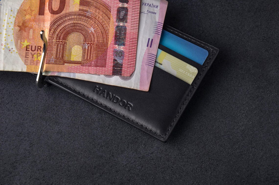 Black Slim Money Clip Wallet for Men - Billfold Wallet With Money Clip ...